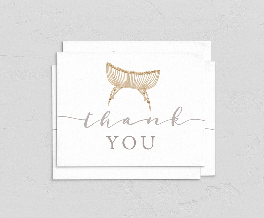 Gender Neutral A2 Folded Thank You Card Template, Neutral Nursery Thank ...