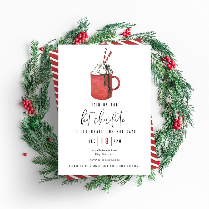 Hot Chocolate Holiday Party Invitation Gift Exchange Digital - Etsy