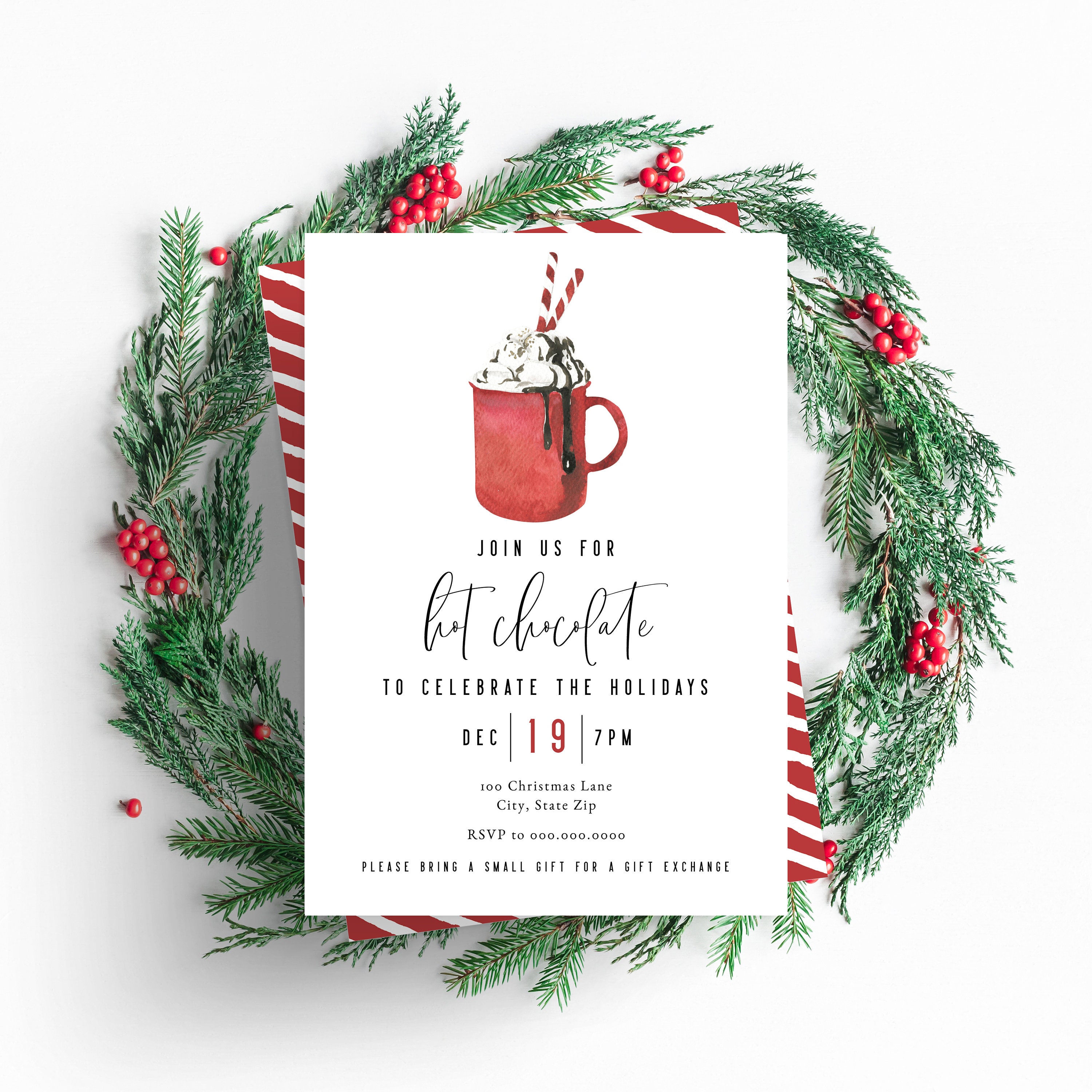 Hot Chocolate Holiday Party Invitation Gift Exchange Digital | Etsy
