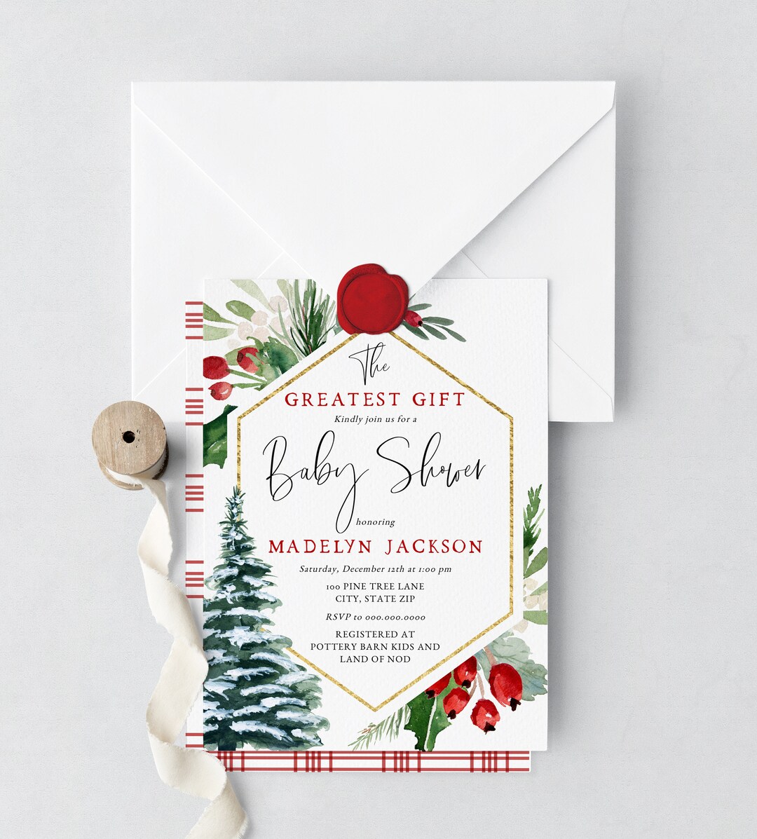 The Greatest Gift Baby Shower Invitation, Winter Baby Shower Digital ...