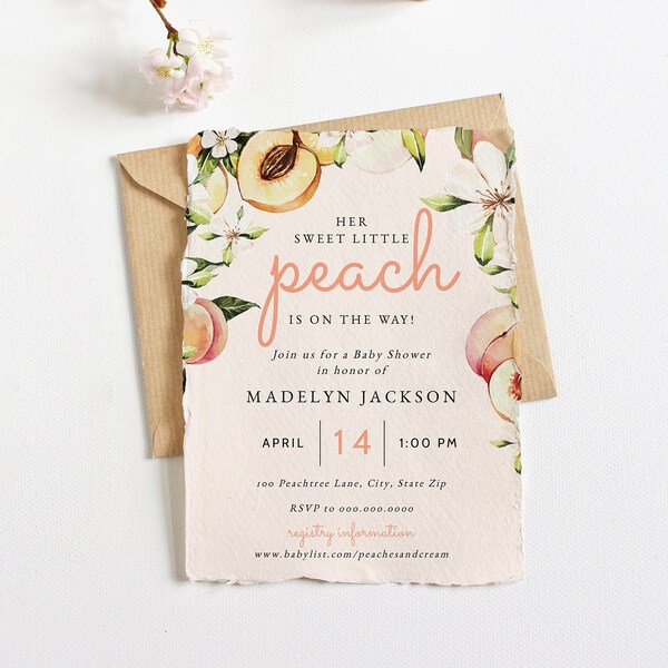 Baby Shower Invite Peach Blossom - Etsy