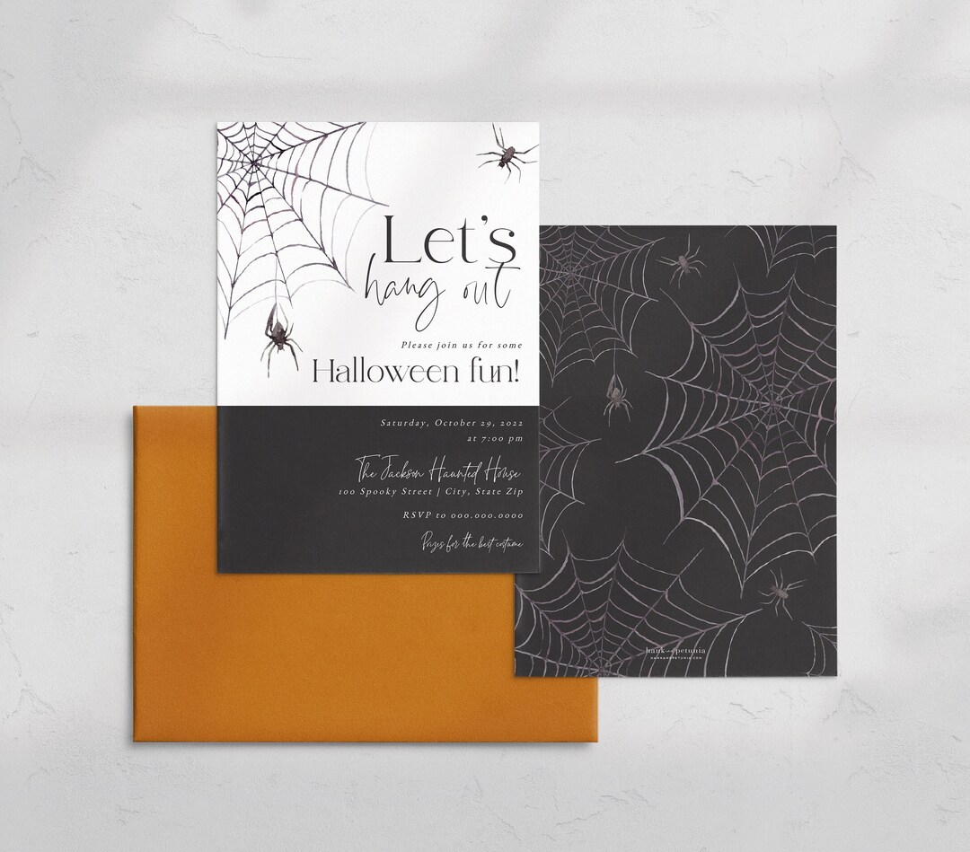 Customizable Spider Halloween Party Invitation Let's Hang - Etsy