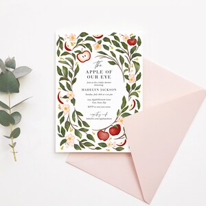 Apple of Our Eye Baby Shower Invitation, Apple Baby Shower Digital ...
