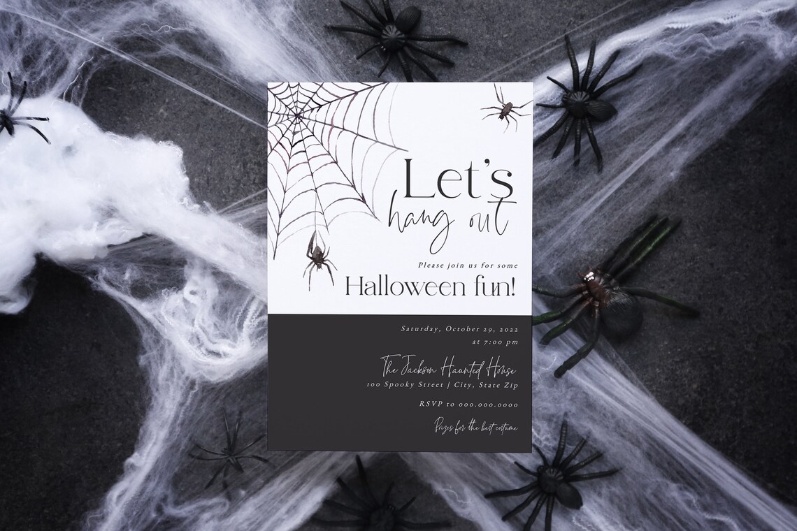 Customizable Spider Halloween Party Invitation Let's Hang - Etsy