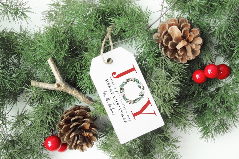 Editable Joy Christmas Gift Tags Holiday Neighbor Gift Tags - Etsy