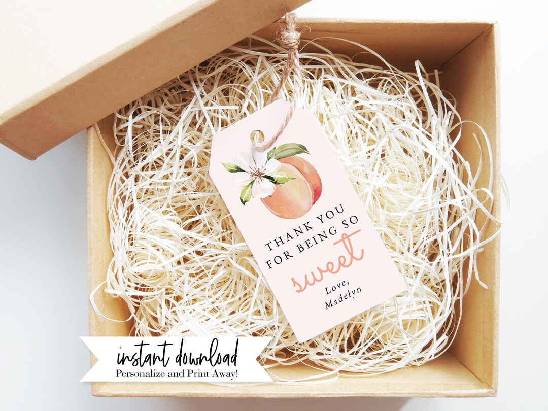 Sweet Little Peach Baby Shower Favor Tag, Peach Blossom Shower Gift ...