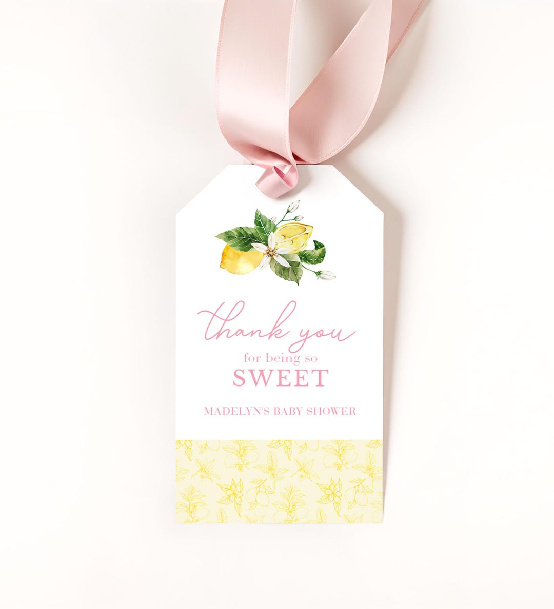 Pink Lemonade Favor Tag Template, Lemon Baby Shower Gift Tag, Main ...