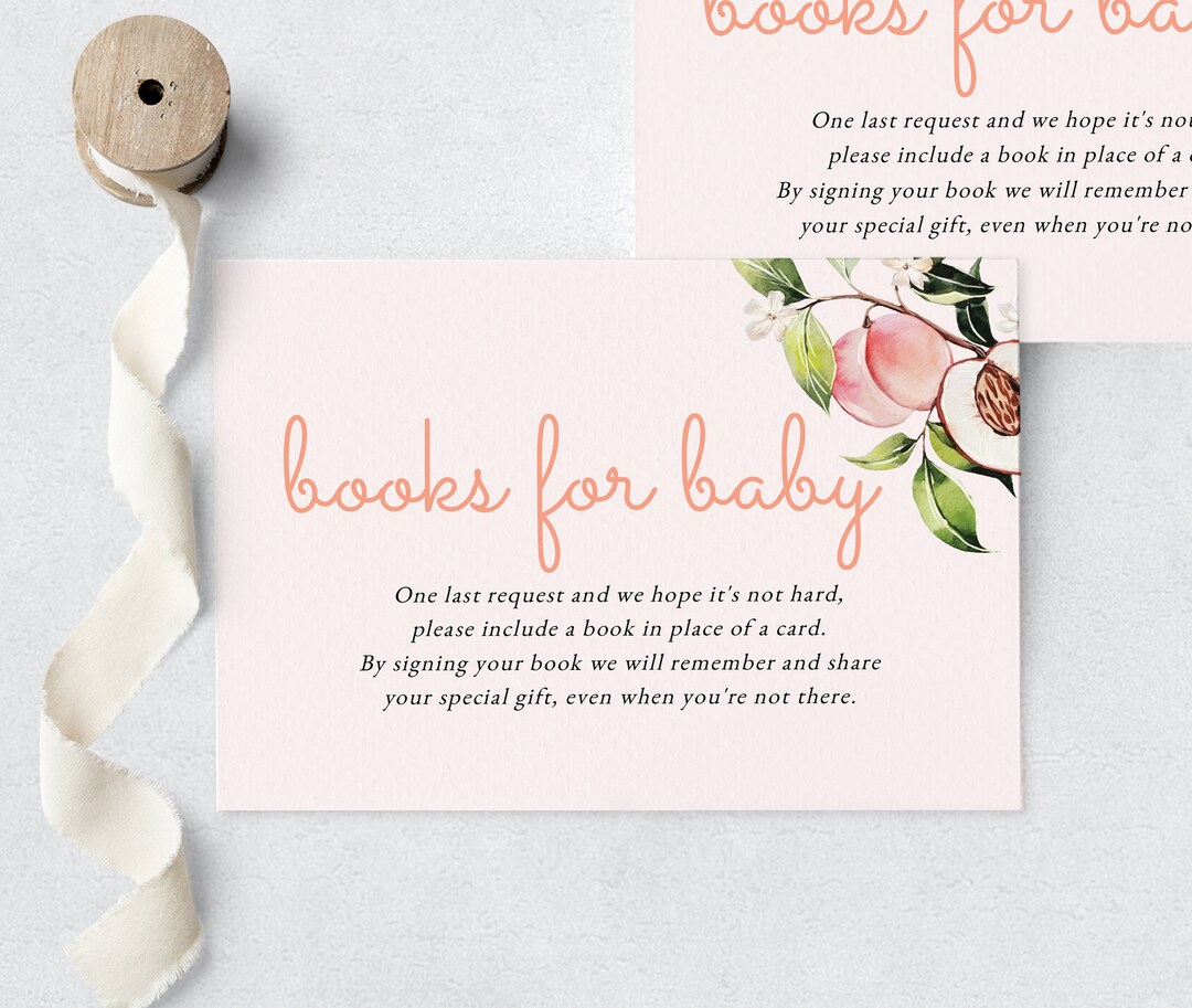 Sweet Little Peach Book Request Insert Card, Peach Blossom Books for ...