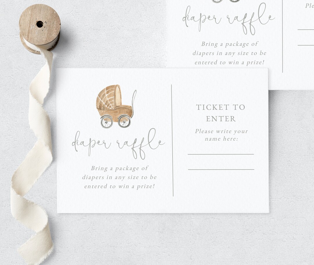 Customizable Oh Baby Stroller Baby Shower Diaper Raffle Insert Card ...