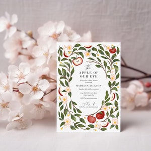 Apple of Our Eye Baby Shower Invitation, Apple Baby Shower Digital ...