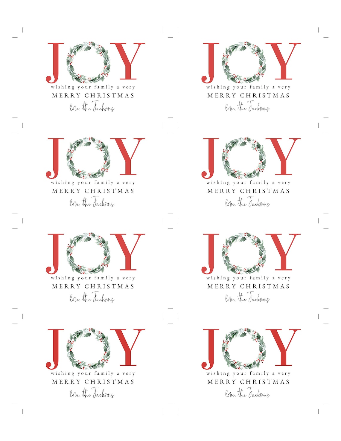 Editable Joy Christmas Gift Tags Holiday Neighbor Gift Tags - Etsy