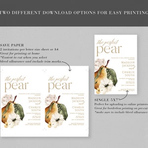 Customizable Pear Couples Shower Invitation Template, Perfect Pear ...