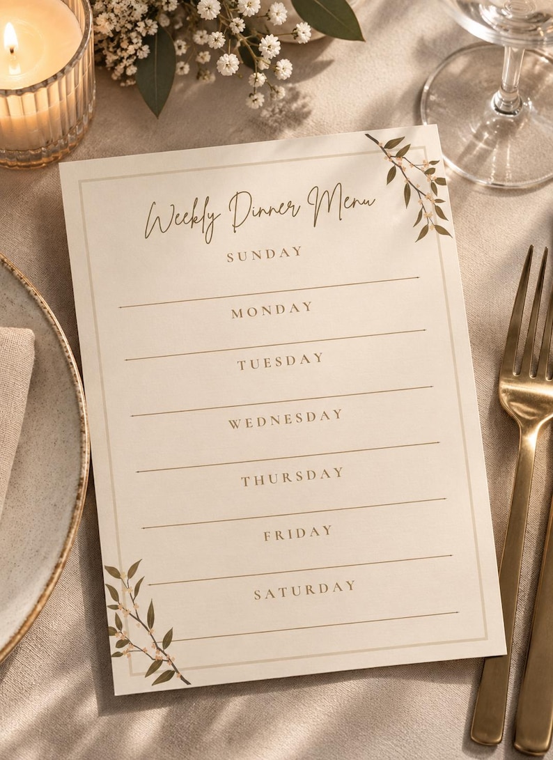 Editable Weekly Dinner Menu Template, Canva Meal Planner (digital ...
