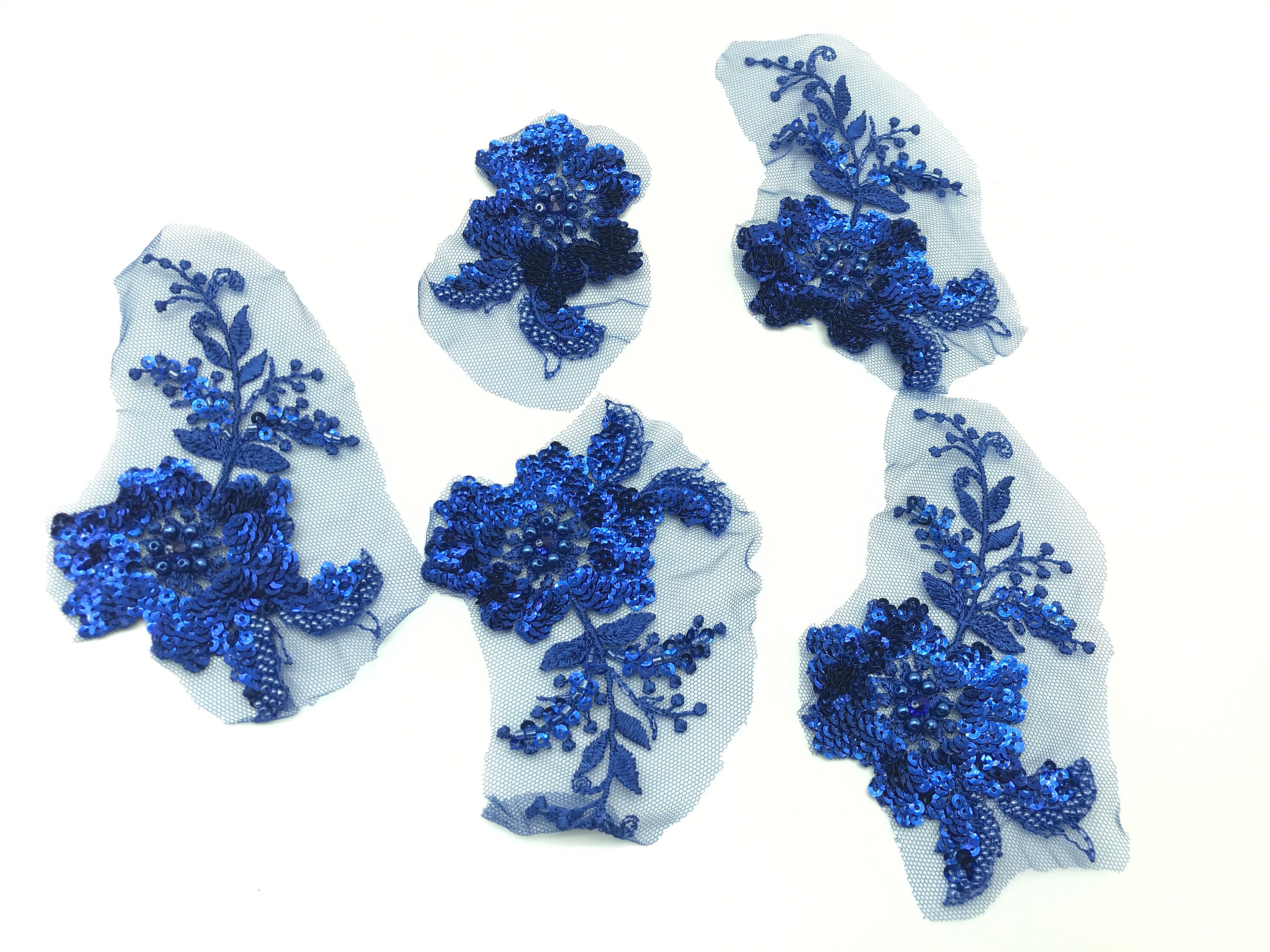 Blue Beaded Sequin Lace Applique Value Pack — 5 Appliques - Etsy Australia