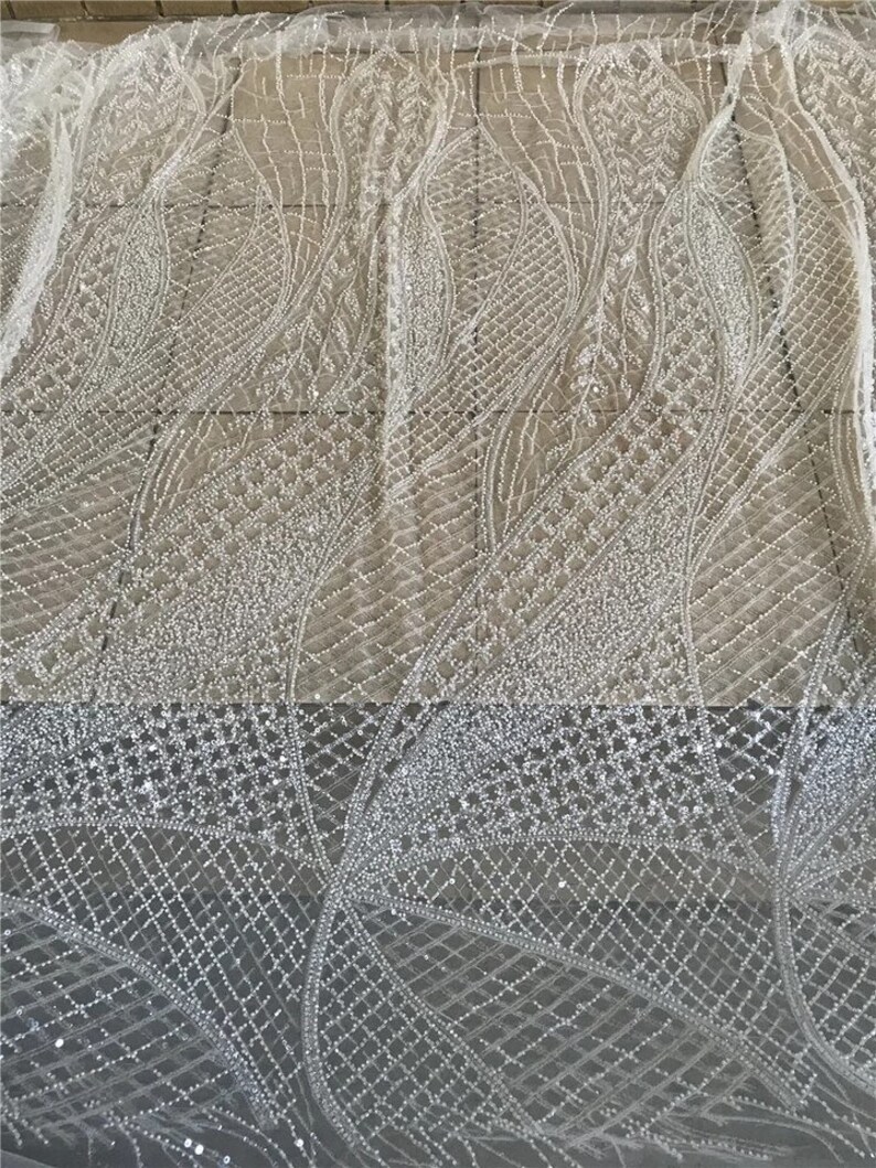 Beaded and Sequined Wedding Lace Natural White Color Bridal - Etsy