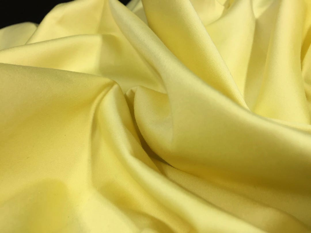 Pastel Yellow Cotton Stretch Sateen, Baby Yellow Fabric, Stretch ...