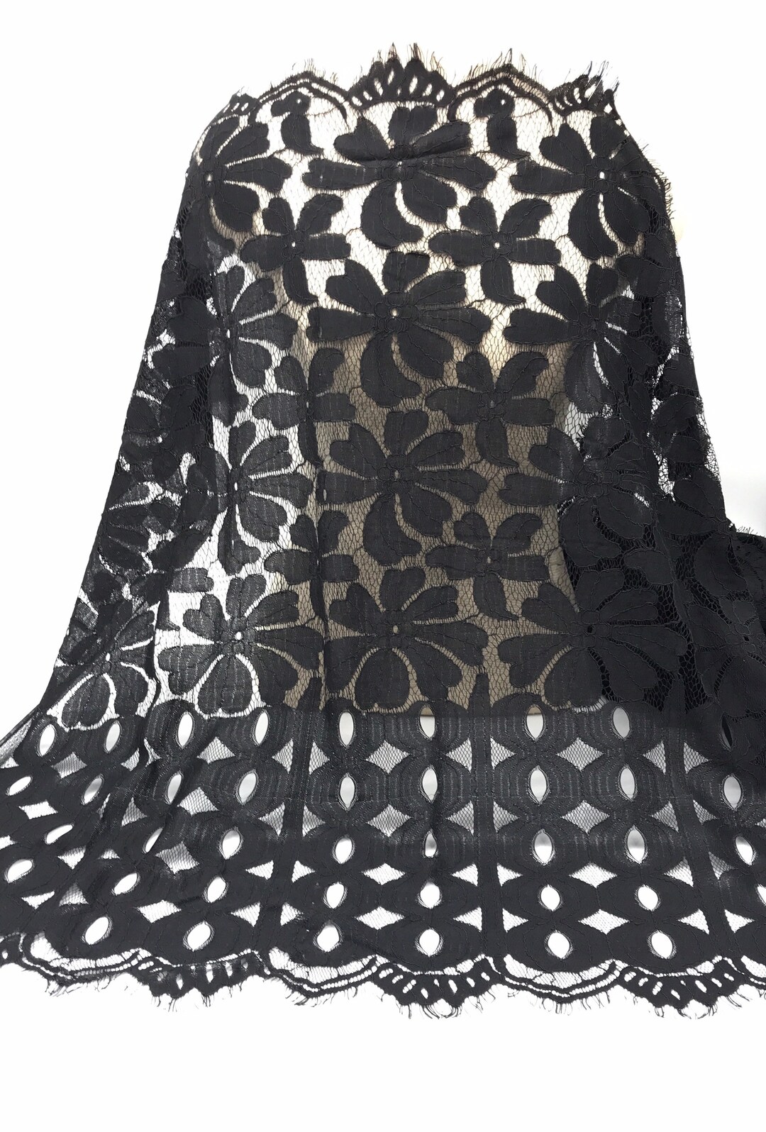 Lace Fabric, Black Bridal Lace, Soft Black Lace, Black Chantilly Lace ...