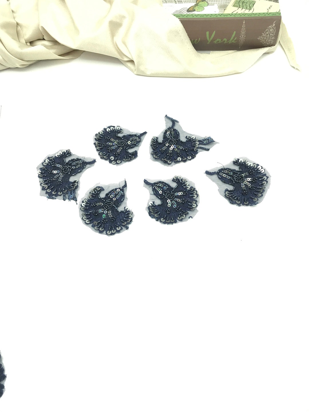 Vintage Blue Lace Applique, Vintage Blue Flower Appliqués, Blue Flowers ...