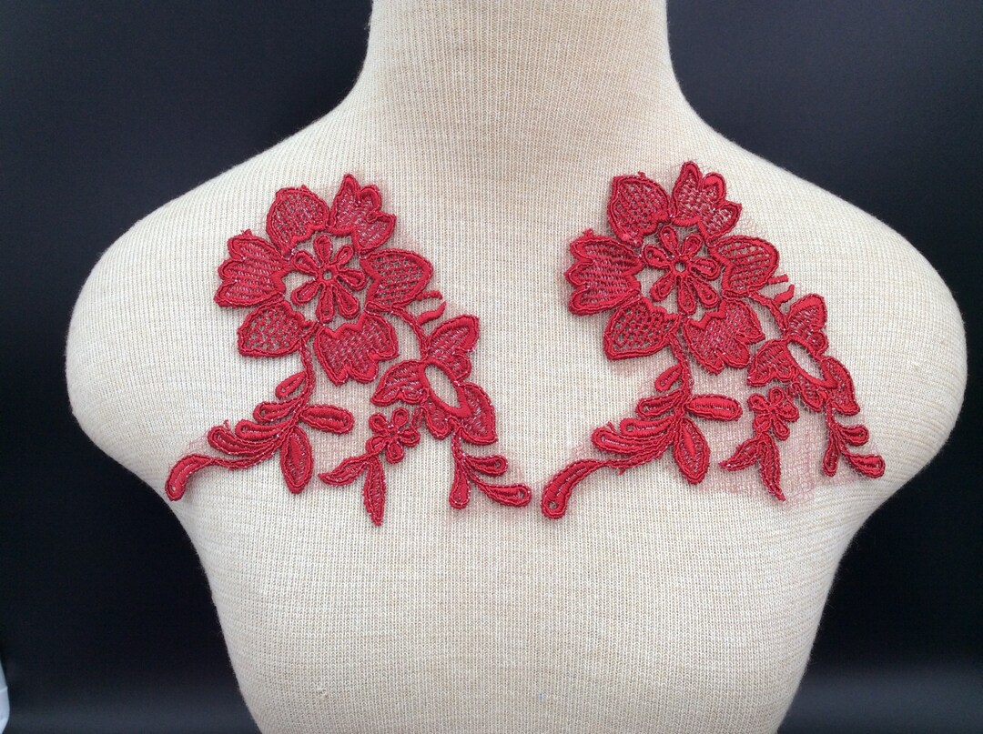 Red Applique Patch,embroidery Scrap Flowers, - Etsy