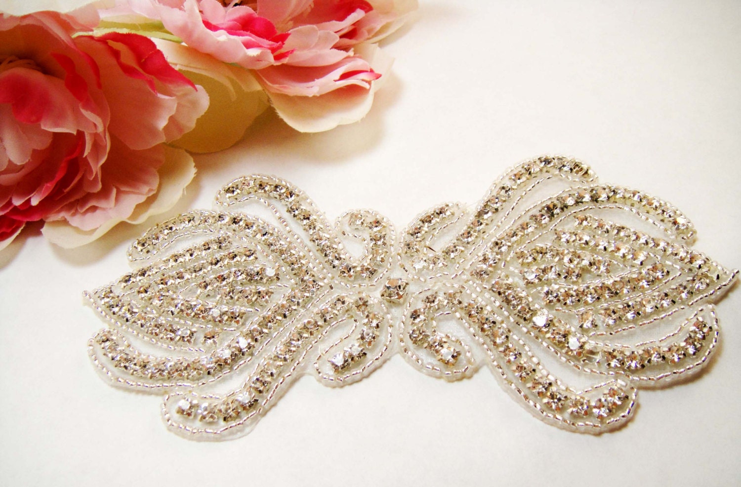 Beaded Rhinestone Applique Crystal Rhinestone Patch for | Etsy