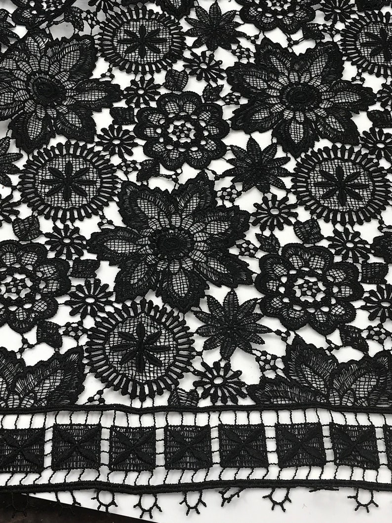 Tejido de encaje negro tela de encaje guipure negro encaje - Etsy España
