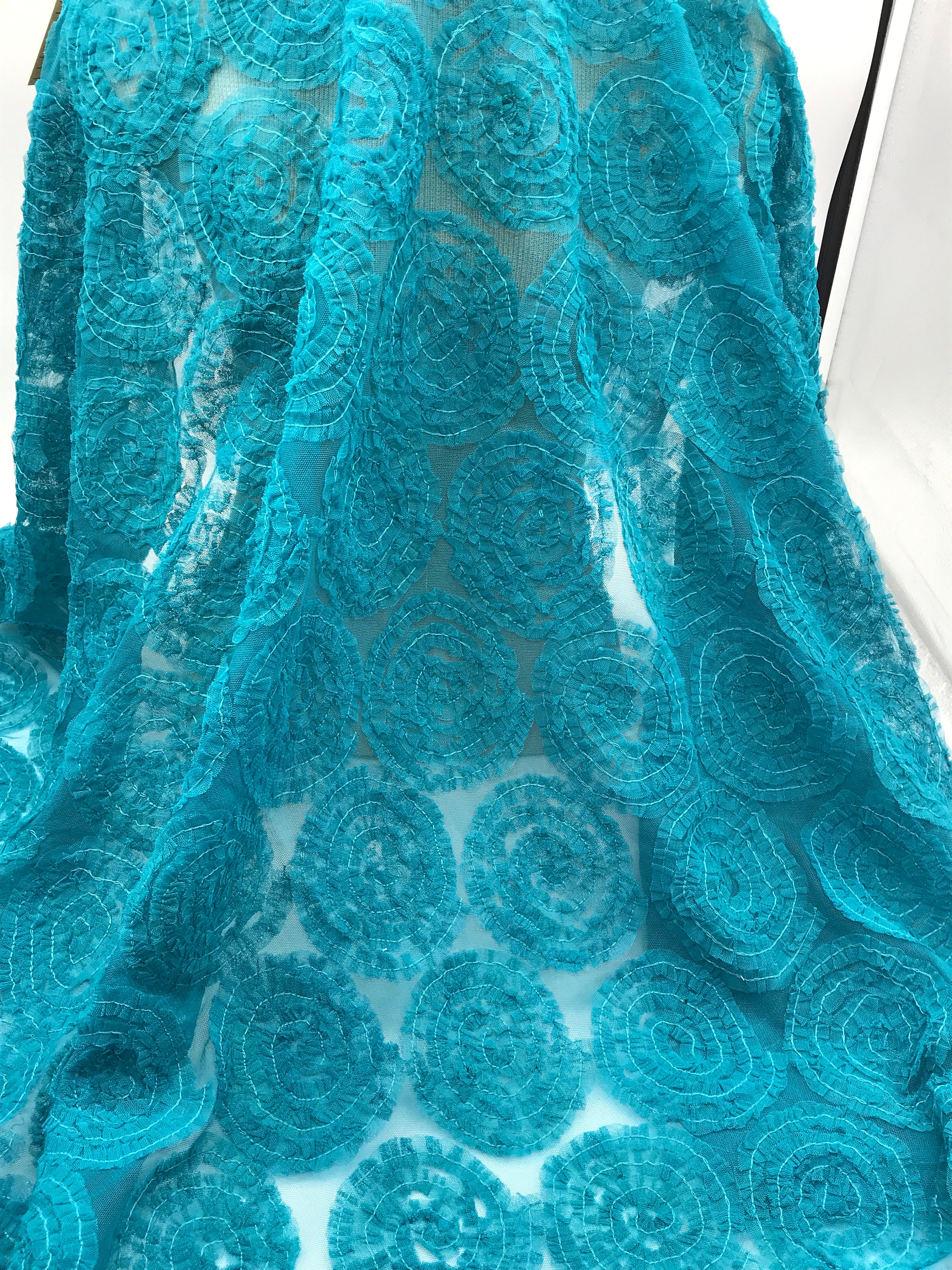 Turquoise Tulle Ruching Embellishment Fabric Blue Green - Etsy Canada