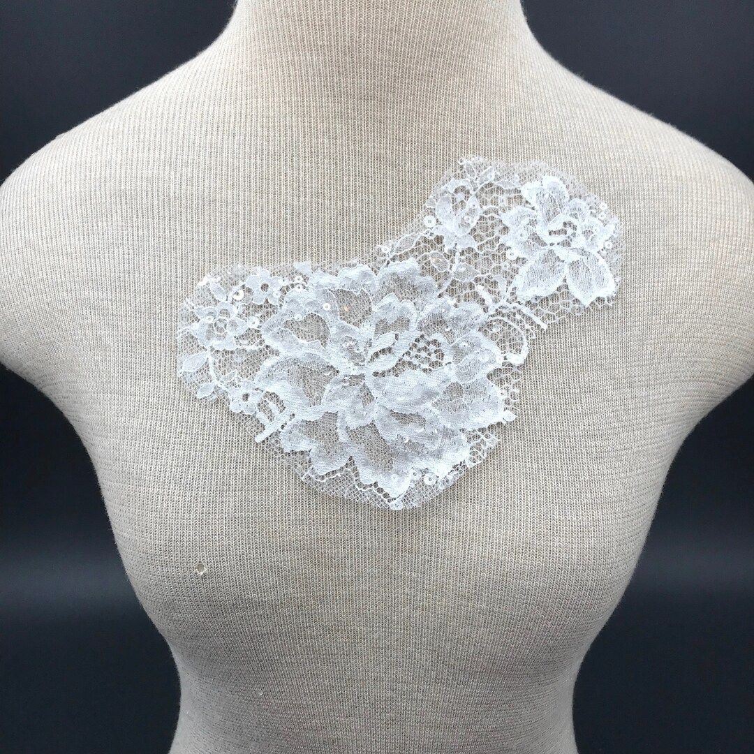White Bridal Applique, Lace Flower Applique, 3D Flower Patch, Bridal ...