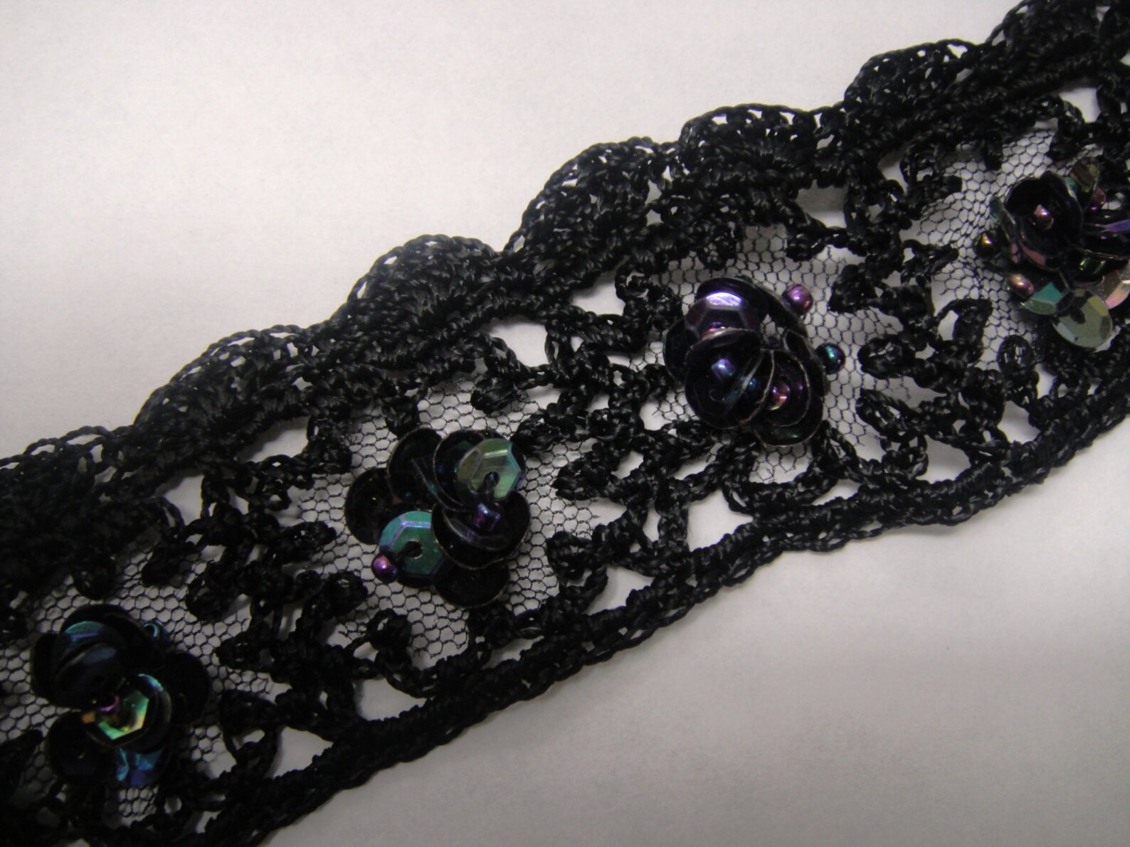 Vintage Black Lace Trim Beaded Crochet Lace Crochet Edge - Etsy