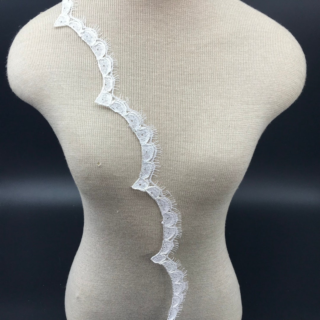 White Lace Trimming, White Scallop, Embroidered Edge, Bridal Scallop ...