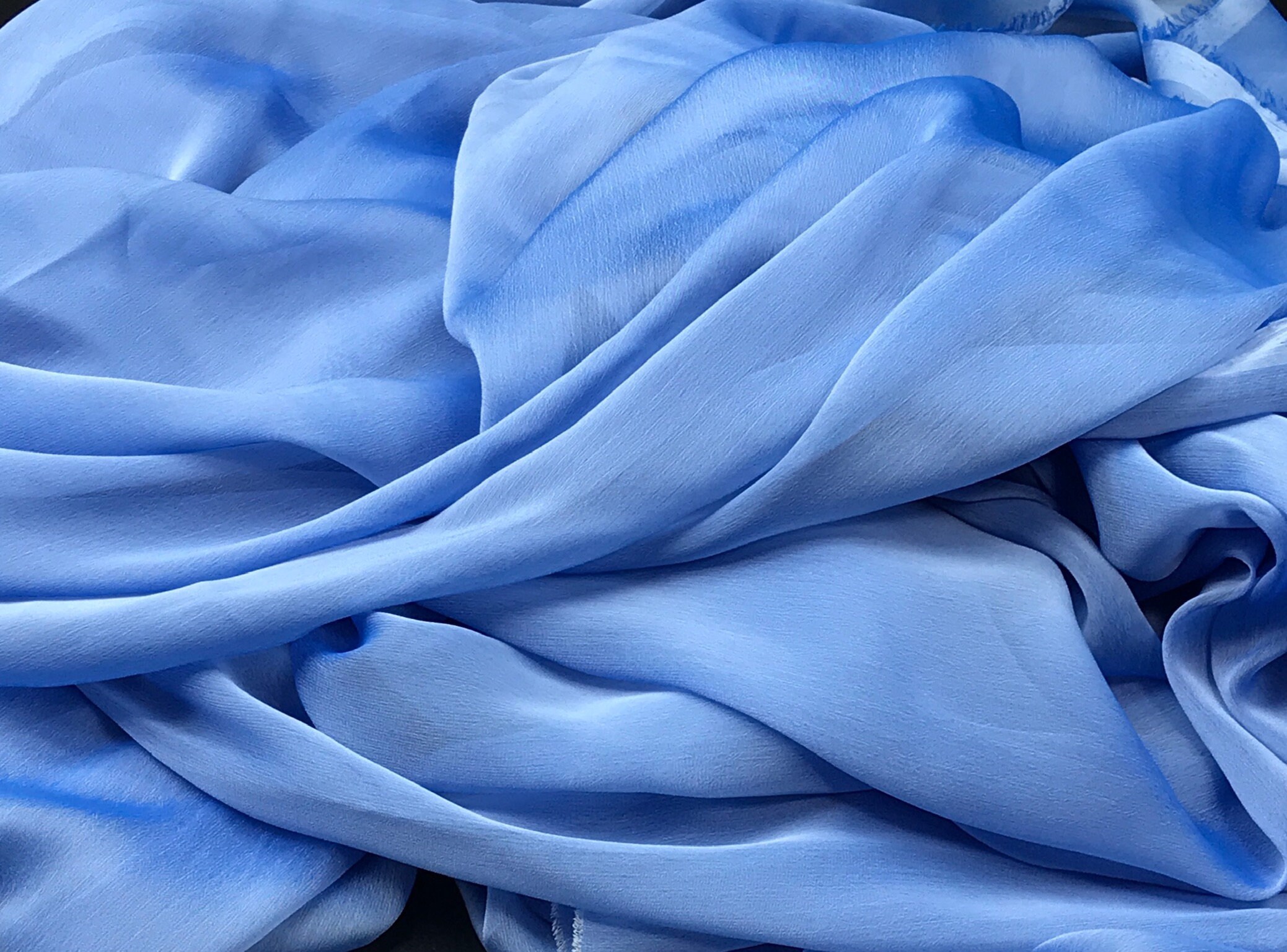 Blue Polyester Chiffon, Blue Chiffon Fabric, Two Tone Fabric, Blue and ...