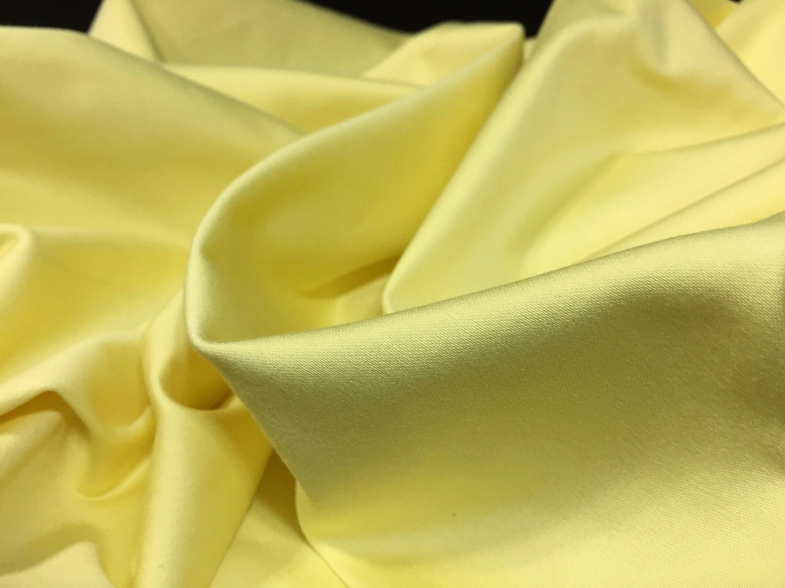 Pastel Yellow Cotton Stretch Sateen, Baby Yellow Fabric, Stretch ...
