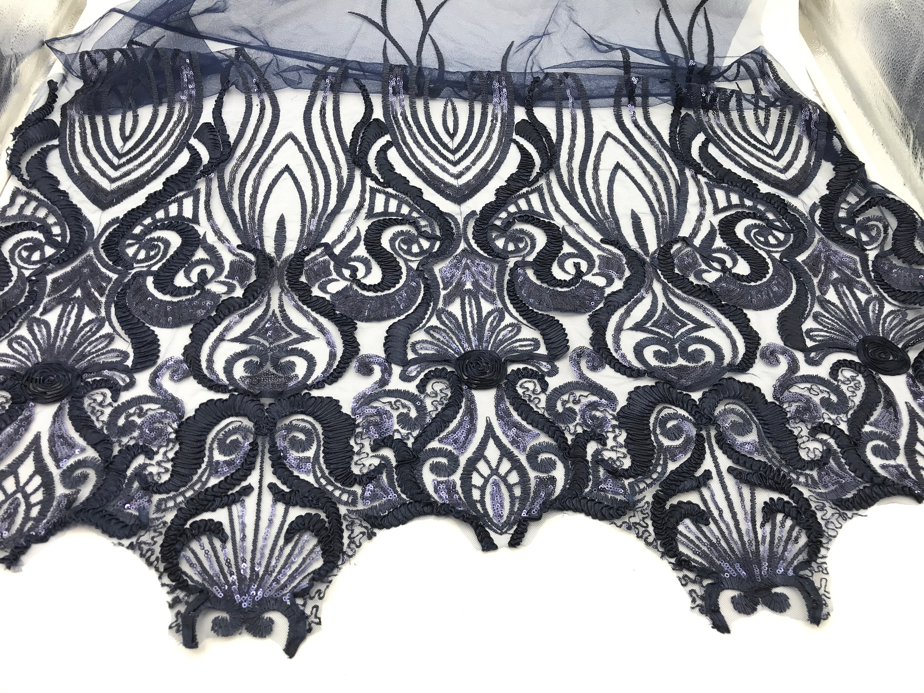 Encaje azul marino tul azul bordado azul marino 39 pulgadas | Etsy