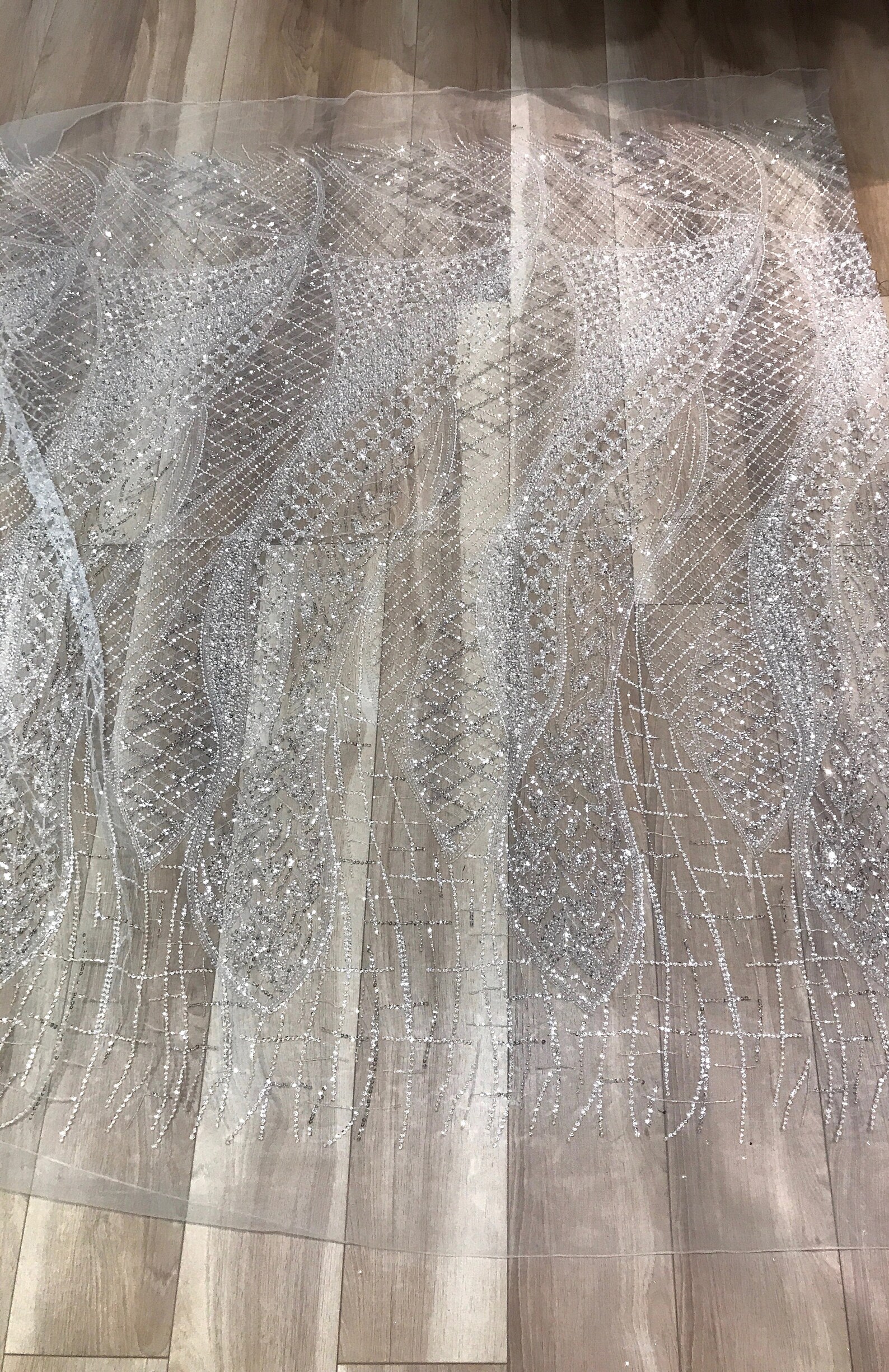 Beaded and Sequined Wedding Lace, Natural White Color Bridal Lace, - Etsy