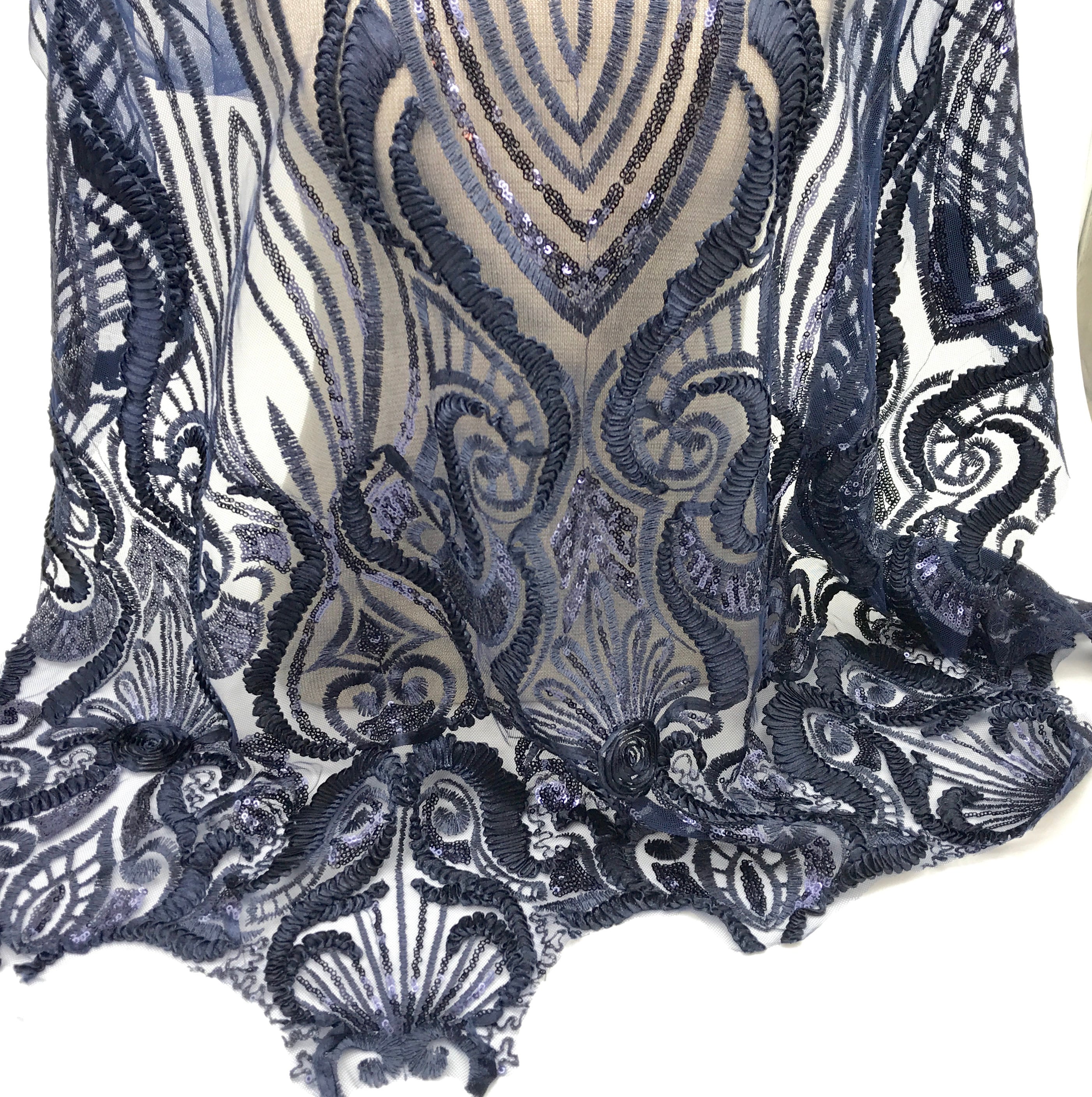 Encaje azul marino tul azul bordado azul marino 39 pulgadas | Etsy
