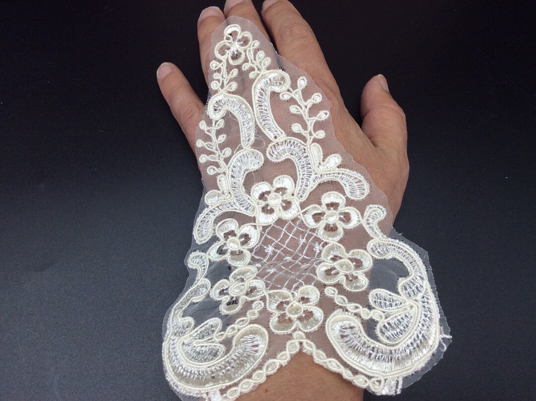 White Lace Applique, Lace Applique, Embroidered Applique, White Bridal ...