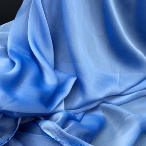 Blue Polyester Chiffon, Blue Chiffon Fabric, Two Tone Fabric, Blue and ...