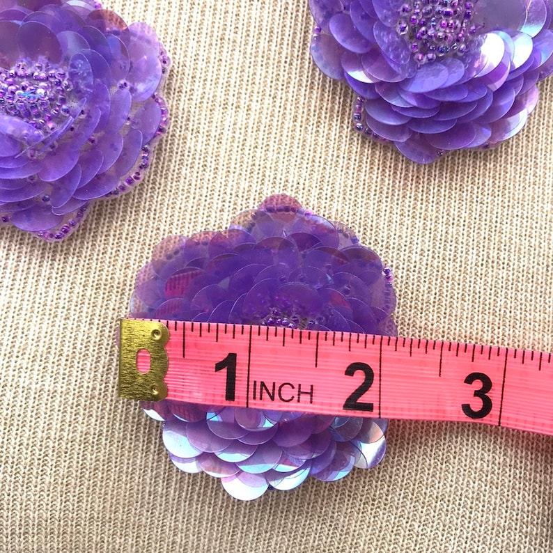 Purple Beaded Applique Sequin Patch Purple DIY Supply Craft - Etsy