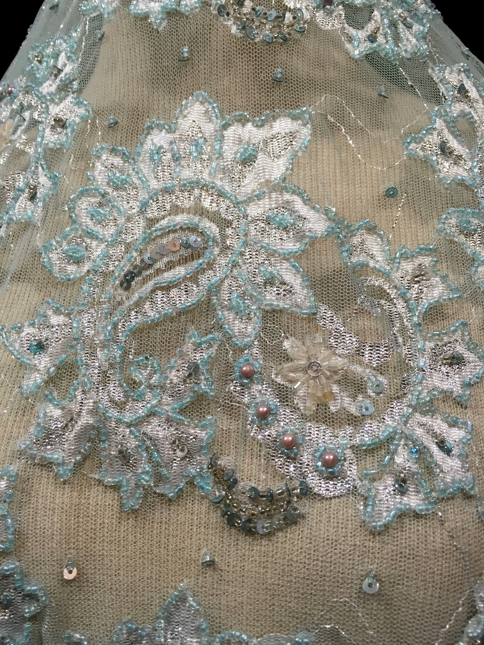 Beaded Fabric, Lace, Lace Fabric, Turquoise Fabric, Blue Lace, Beaded ...