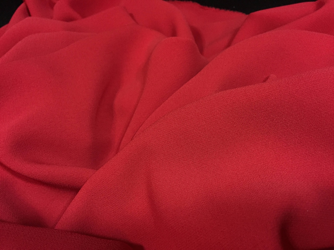 Blood Red Crepe, Fabric, Red Material, Flowy Fabric, Dress Fabric ...