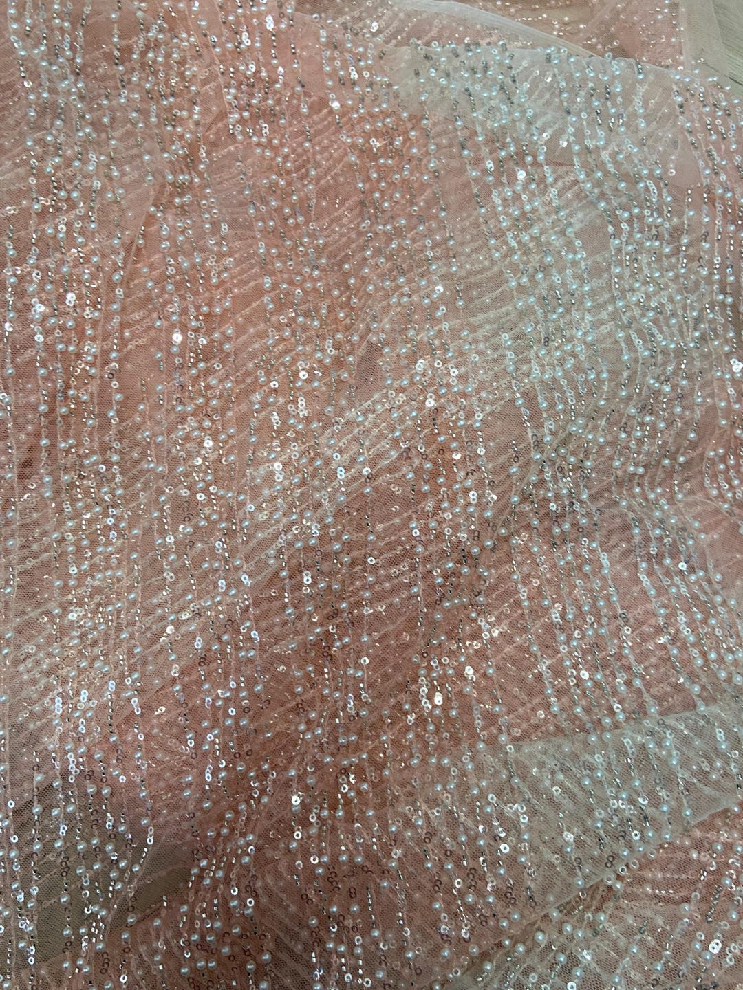 Beaded Handmade 3D Linear Stripes Lace Ombre Mesh Tulle for Gowns ...