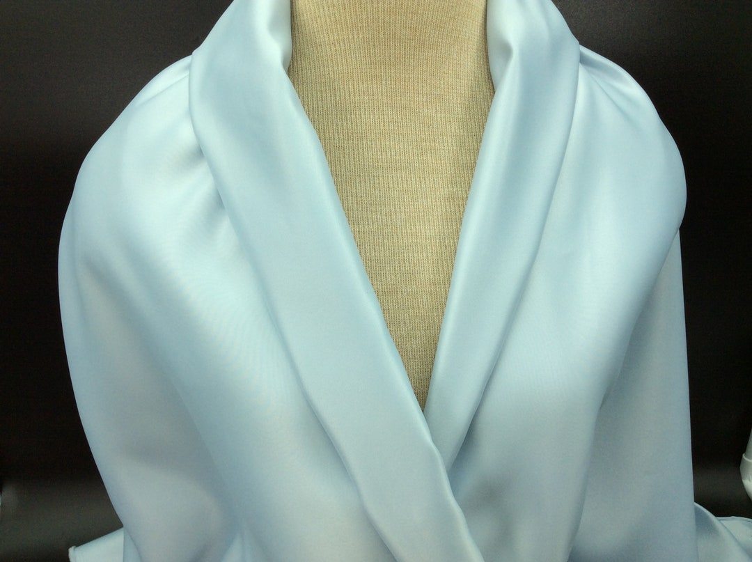Powder Blue Polyester Thick Satin Remnant Fabric, Peau De Soie,heavy ...