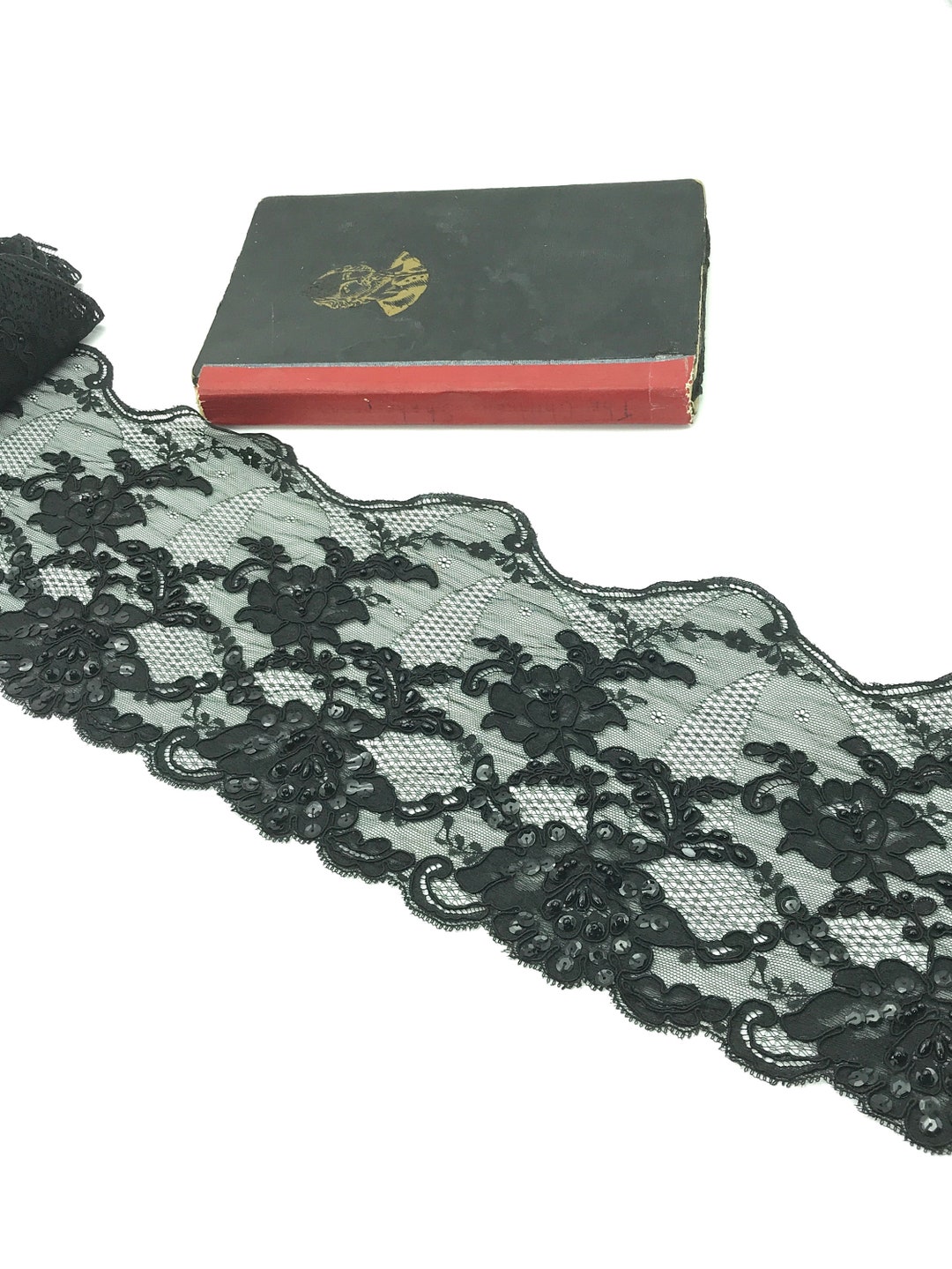 Black Lace Trim, Black Lace Trim, Black Lace Edge, Black Lace, Beaded ...