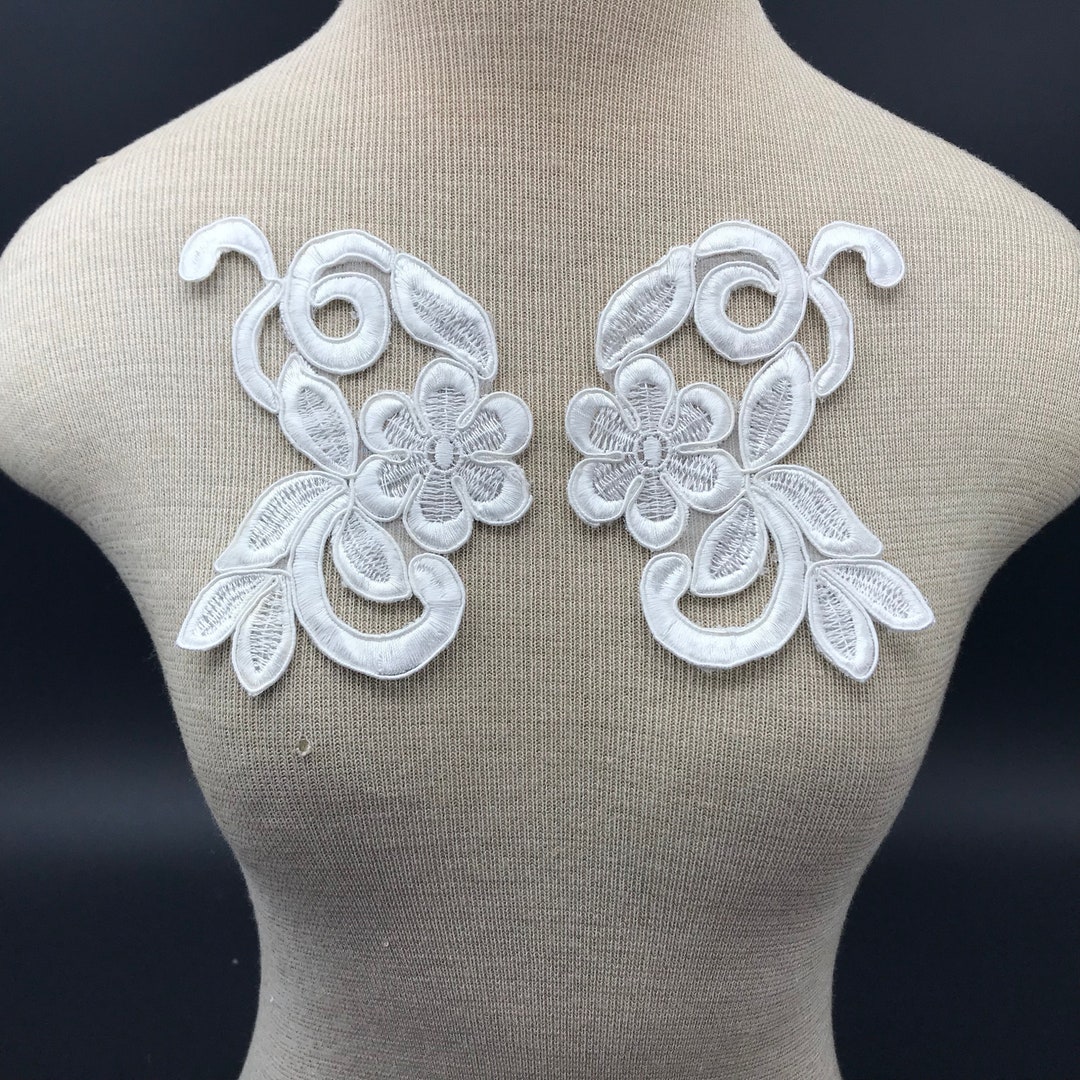 White Lace Applique, Lace, Appliques, Guipure Applique, White Patch ...