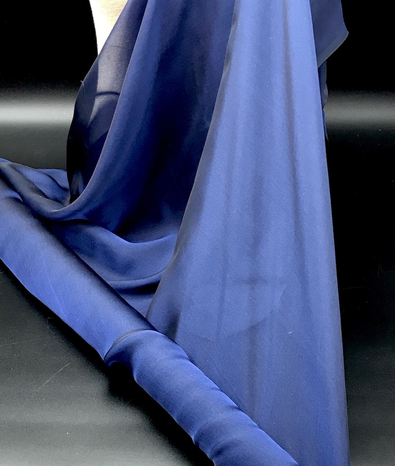 Navy Blue Silk Chiffon Navy Blue Fabric Flowy Material See | Etsy