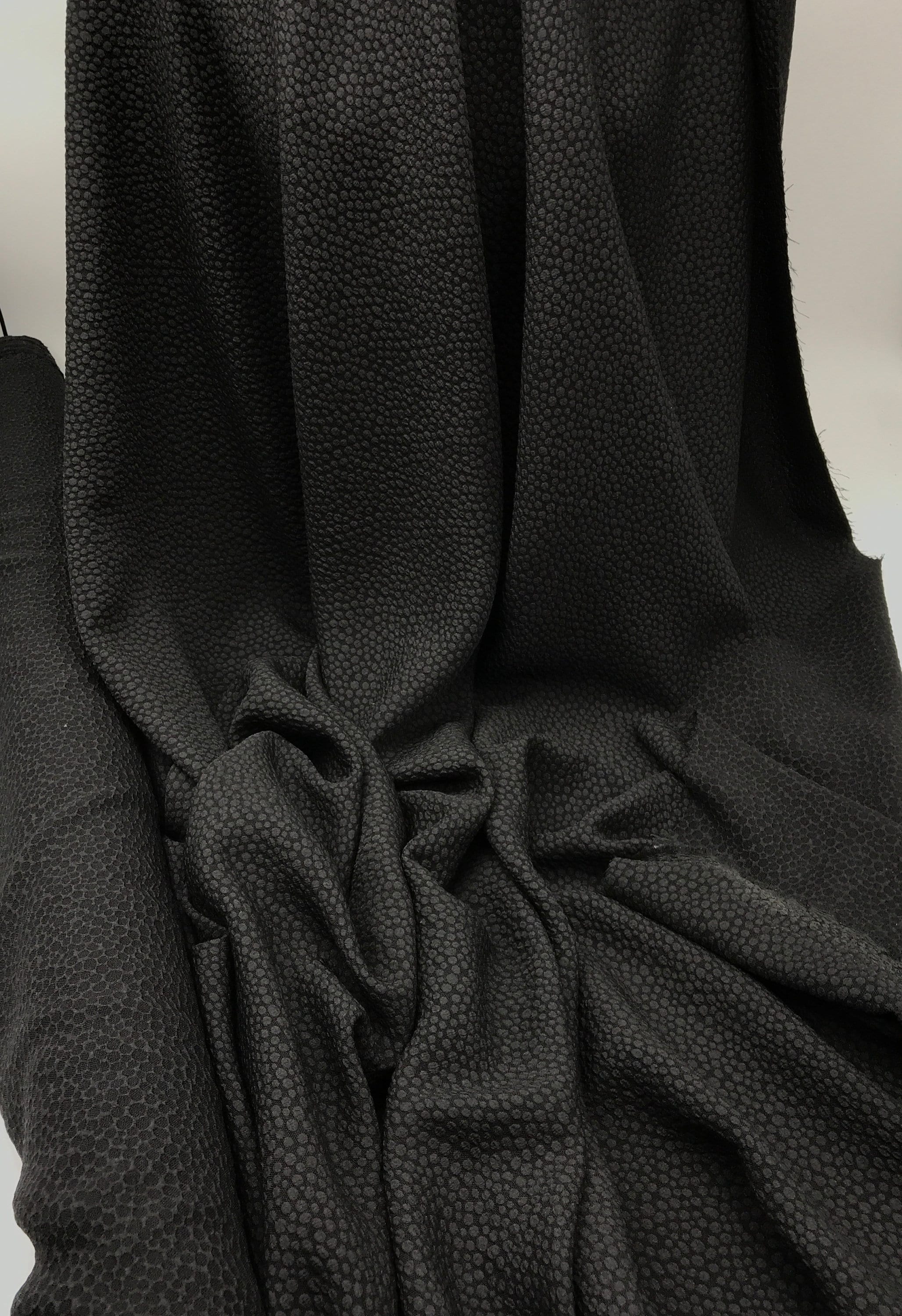 Black Textured Crepe Fabric, Black Polyester Satin Fabric, Soft Fabric ...