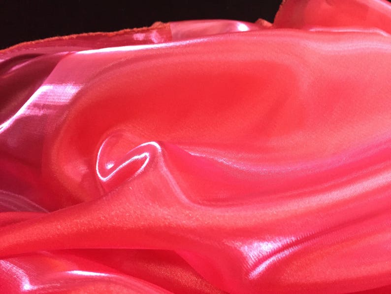 Hot Pink Polyester Satin Organza, Shiny Fabric, Shiney Material ...
