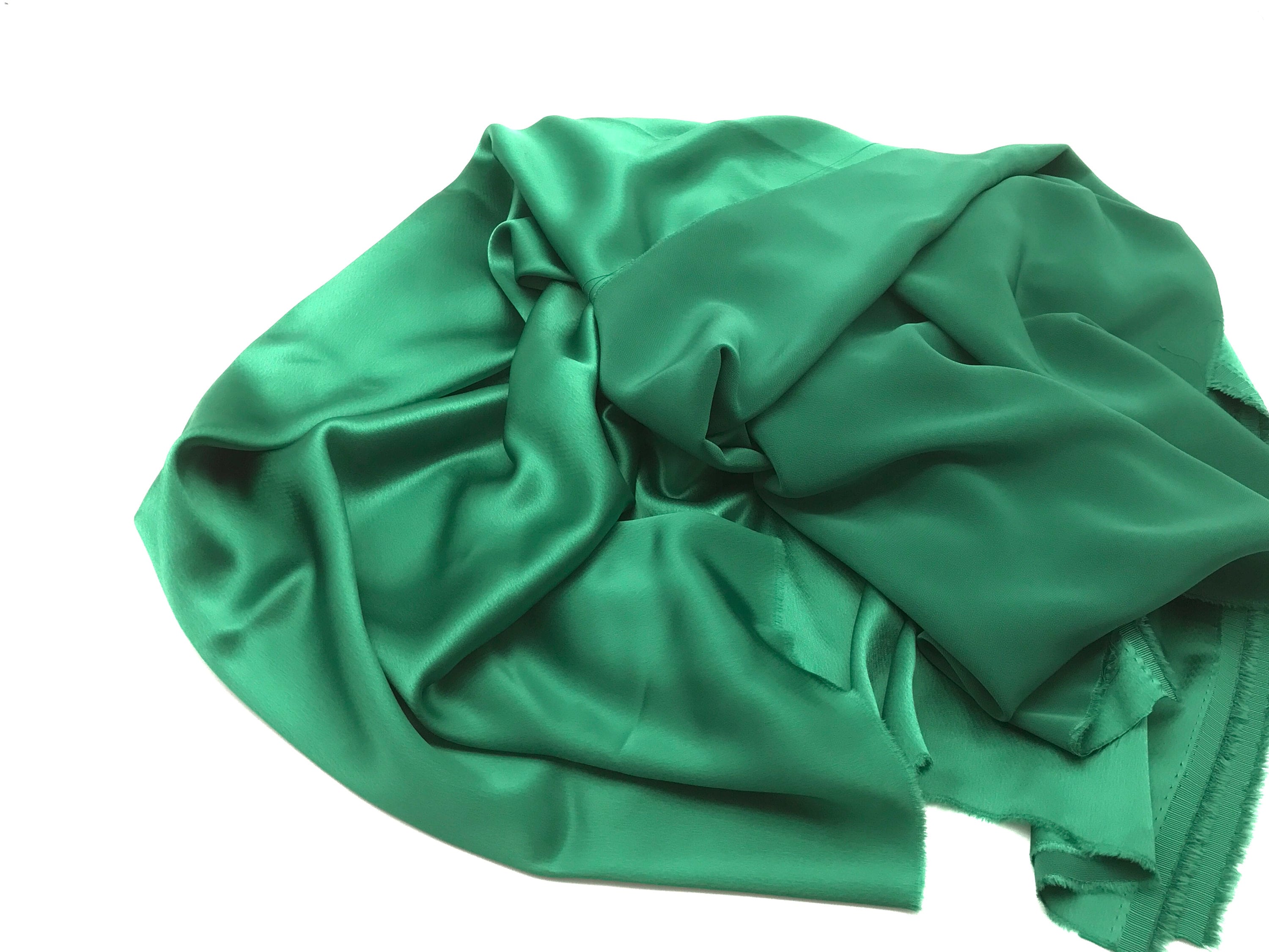 Emerald Green Satin Crepe Fabric, Satin Fabric, Green Material, Green ...