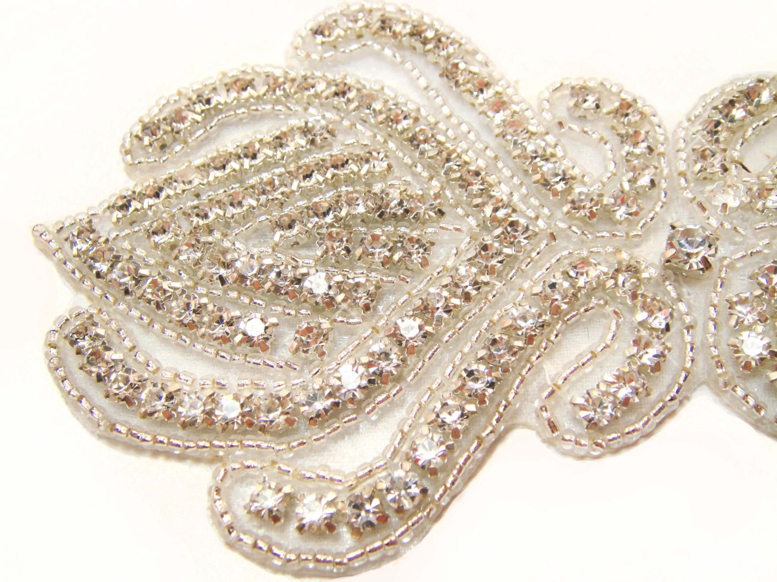 Beaded Rhinestone Applique Crystal Rhinestone Patch for | Etsy