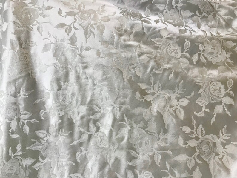 Light Grey Silk Duchess Fabric , Brocade Floral Silk Fabric, Floral ...