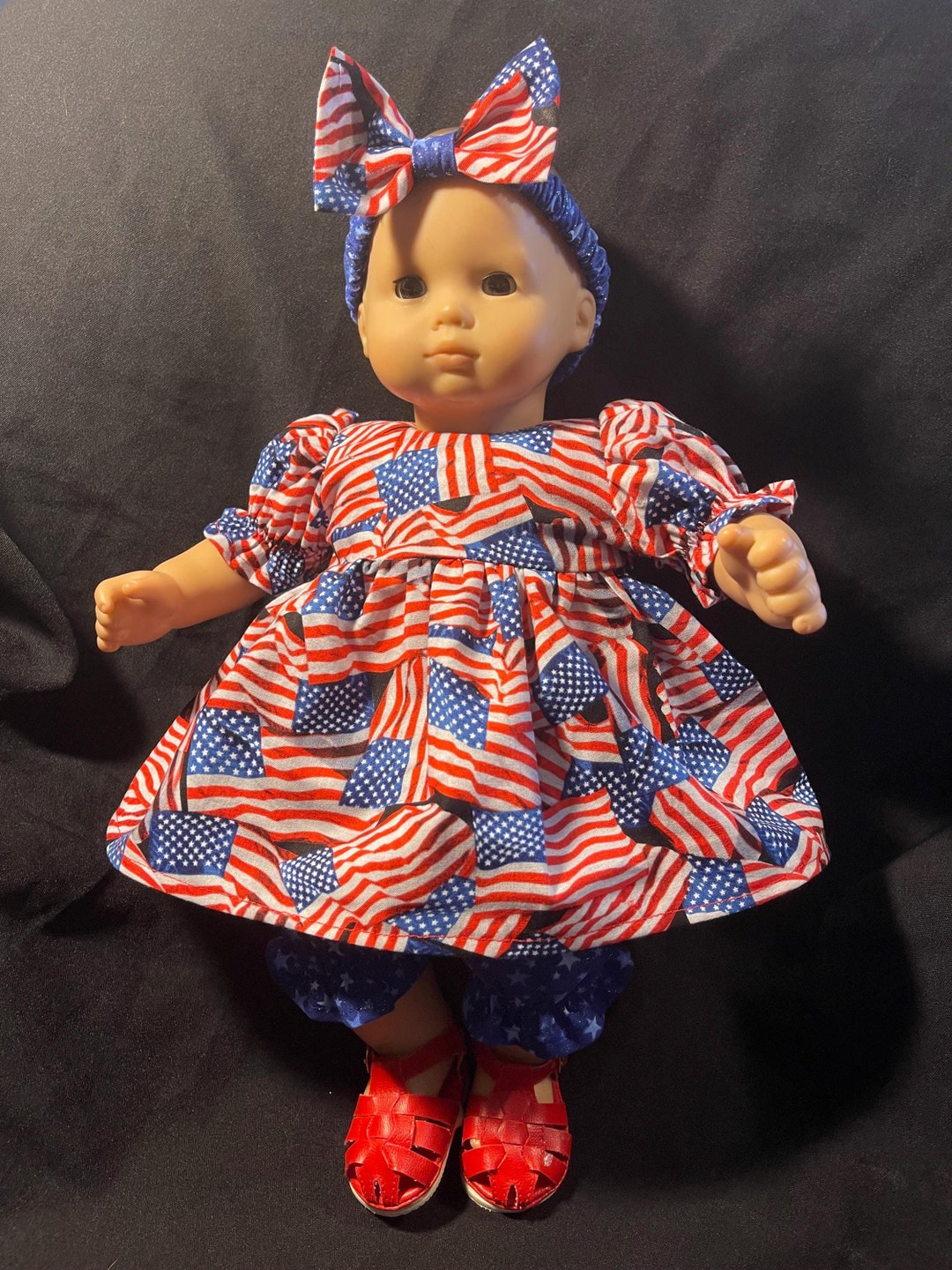 Bitty Baby Dress 15 Doll Clothes Patriotic Flag Dress Pants Headband F ...